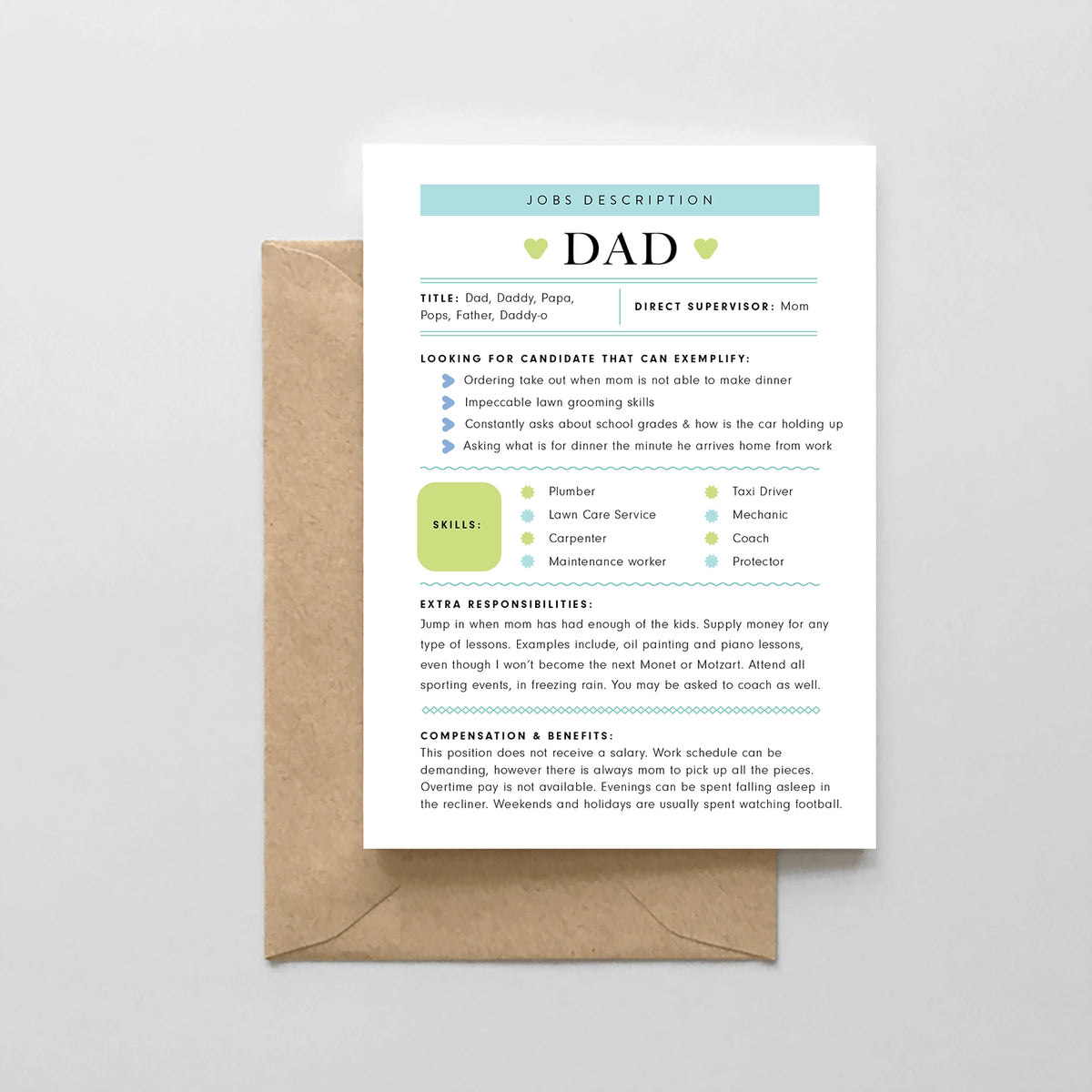 Dad Job Description Card – Four Sisters B...